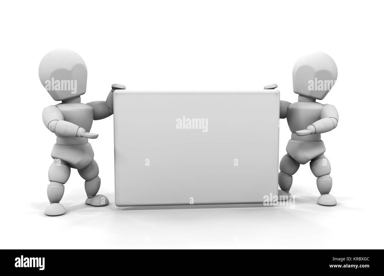 3D render of people holding a blank sign Stock Photo - Alamy