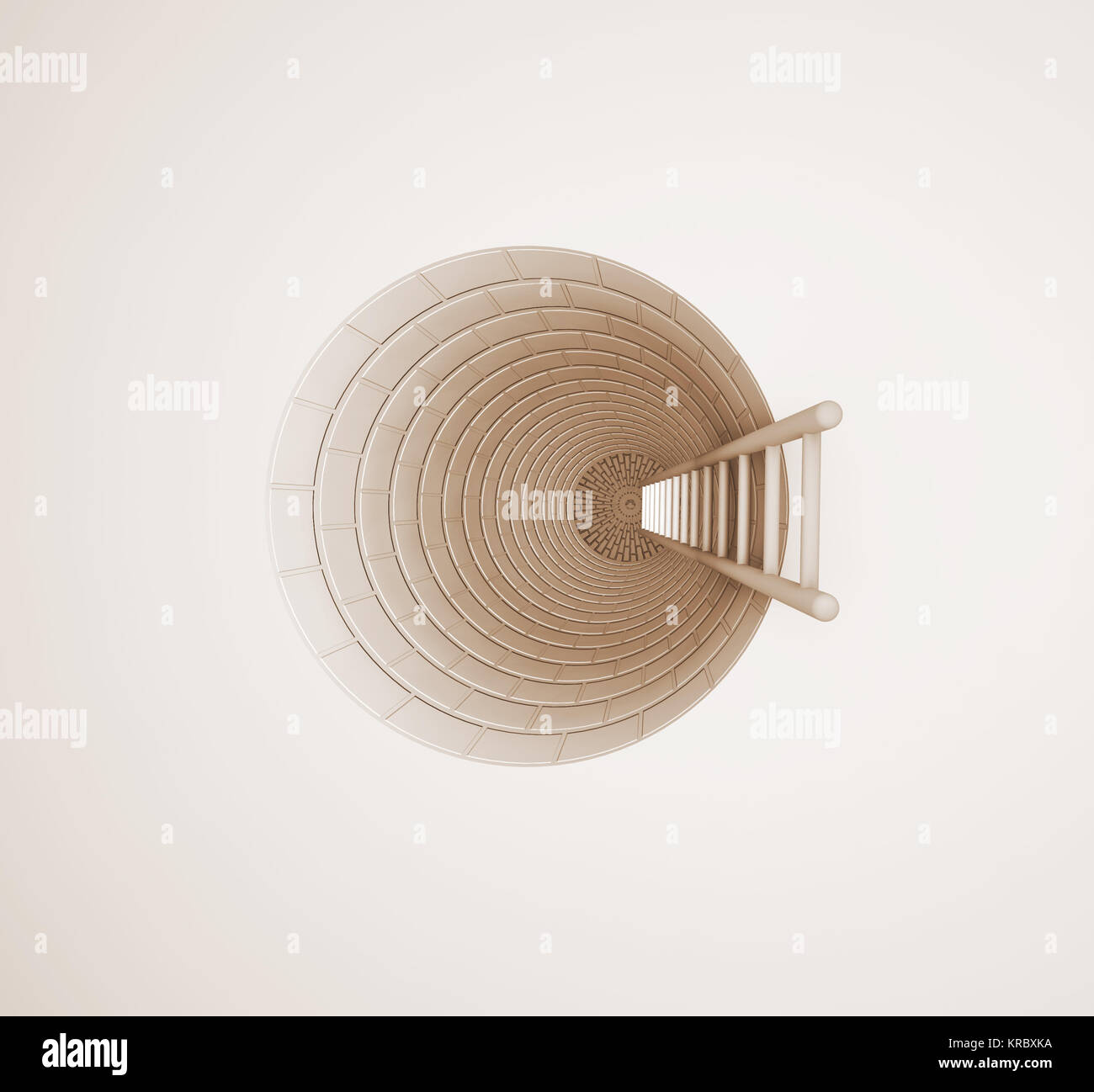 3D render of a ladder leading down a hole Stock Photo - Alamy