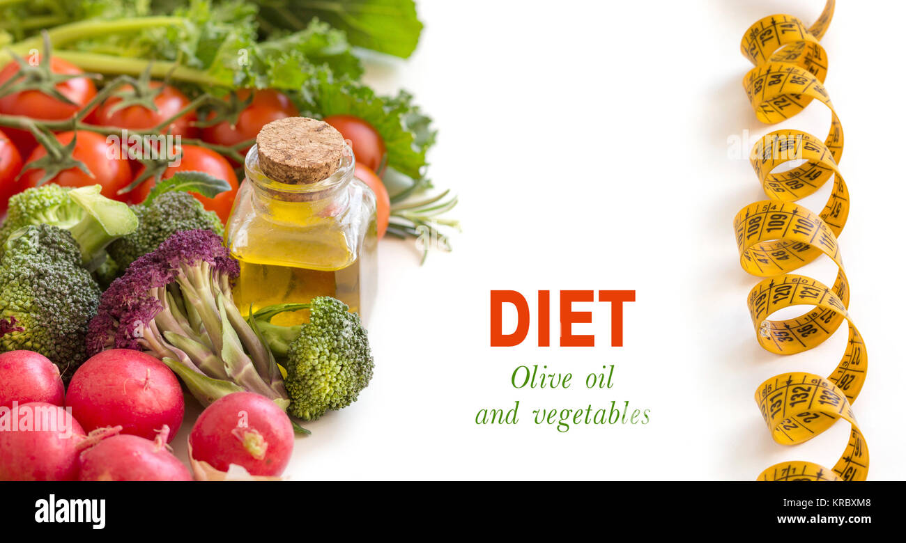 Vegetables and bottle of olive oil Stock Photo - Alamy