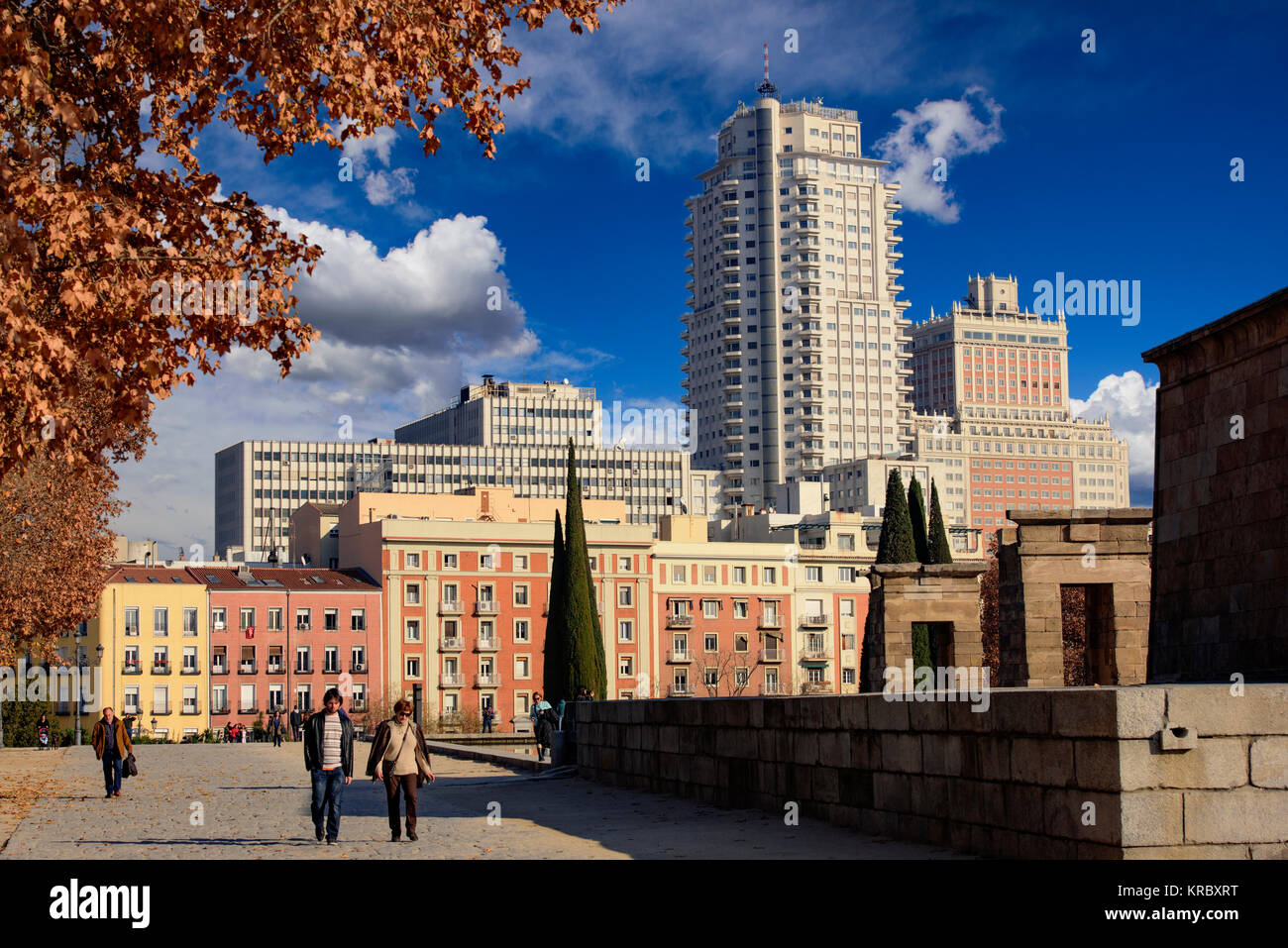 Madrid, Spain - December 21, 2015: Madrid Cityscape – Plaza de Espana ...