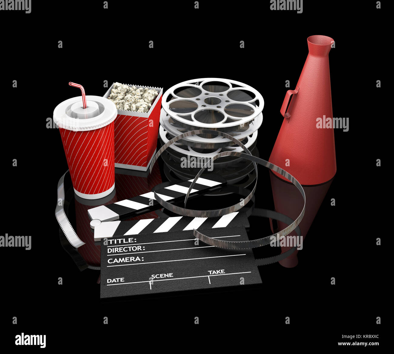 3D render of movie items Stock Photo - Alamy
