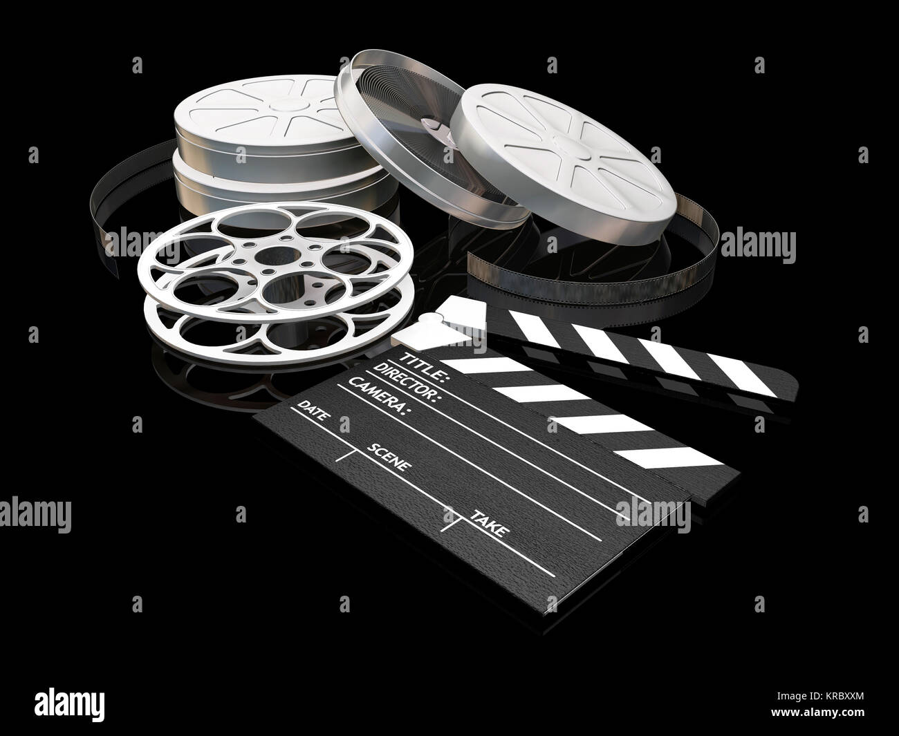 3D render of movie items Stock Photo - Alamy