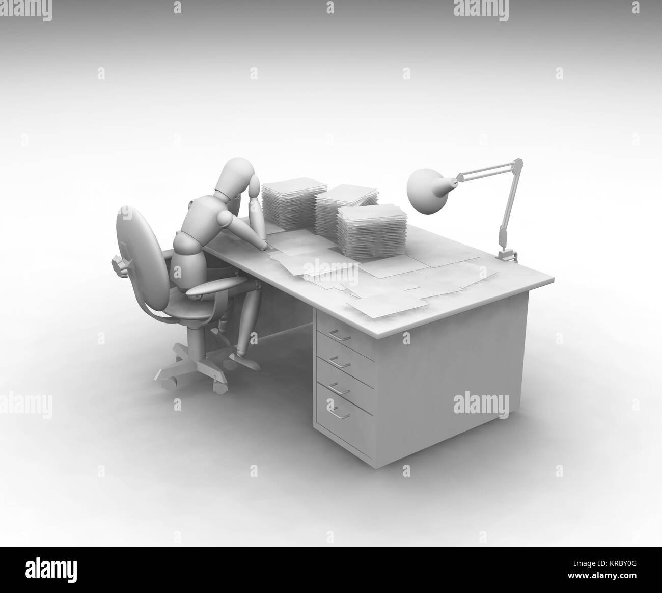 3D render of someone over worked Stock Photo - Alamy