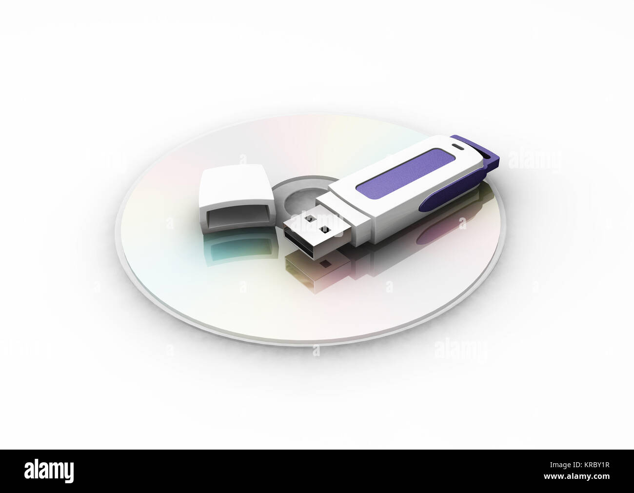 3D render of USB pen drive on CD Stock Photo - Alamy