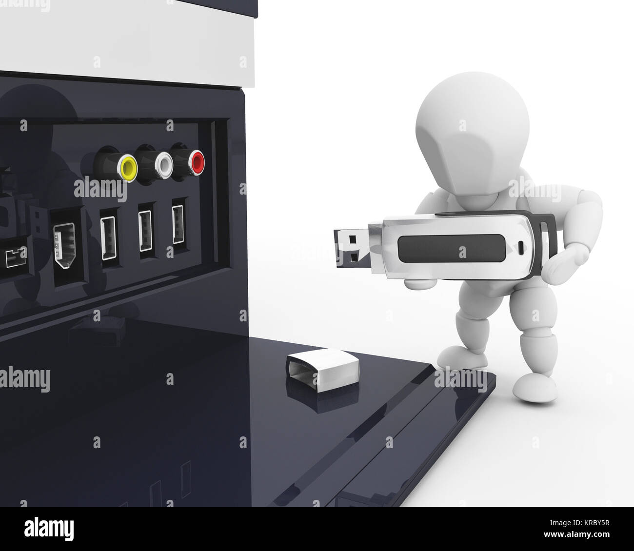 3D render of someone plugging in a USB pen in a computer Stock Photo ...