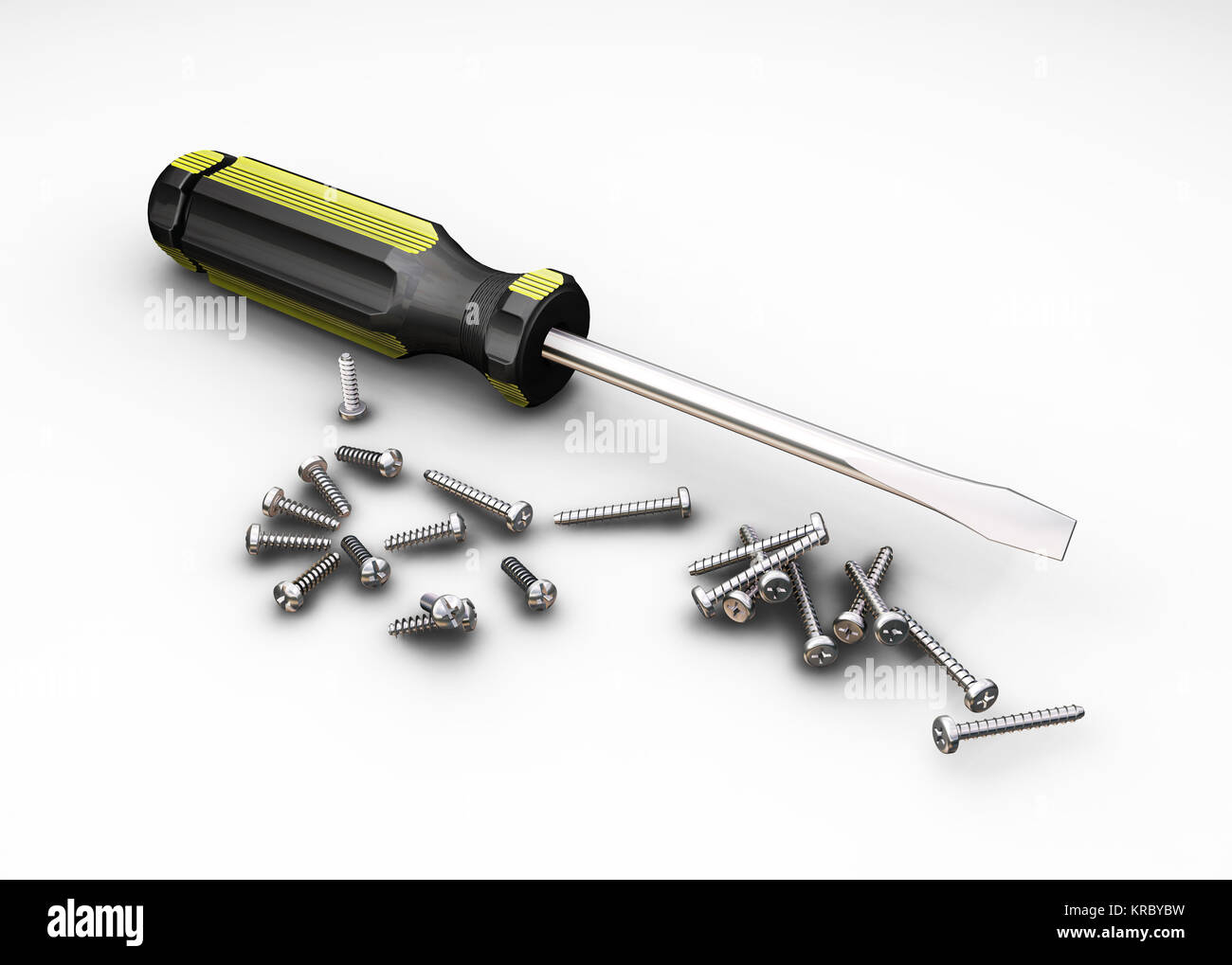 3D render of screwdriver and screws Stock Photo - Alamy