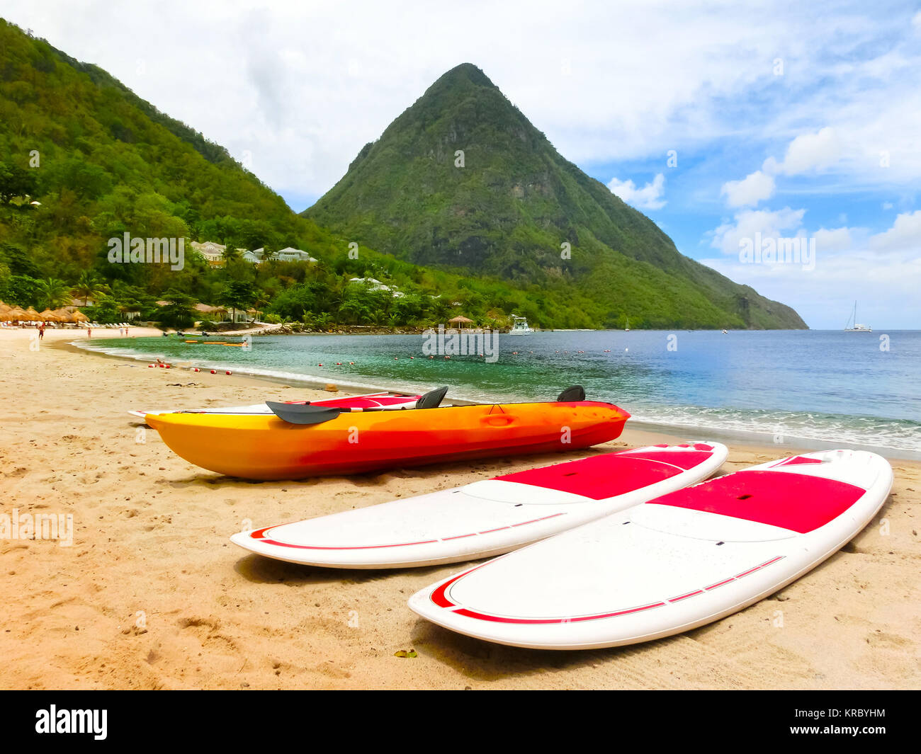 Beautiful white beach in Saint Lucia, Caribbean Islands Stock Photo - Alamy