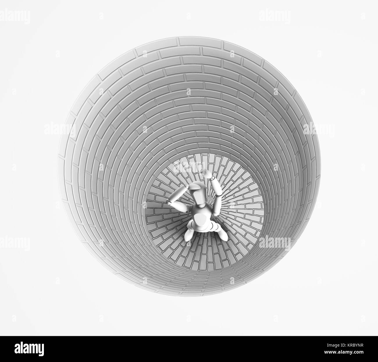 3D render of someone trapped down a hole Stock Photo - Alamy
