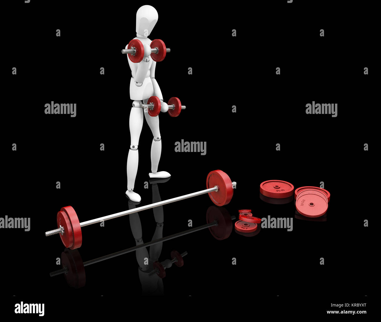 3D render of a man weight lifting on black background Stock Photo - Alamy