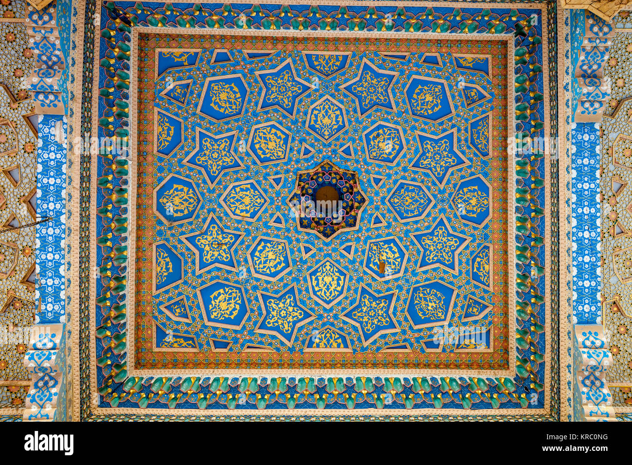 A Colourful Ceiling At The Memorial Complex Of Naqshbandi, Bukhara ...