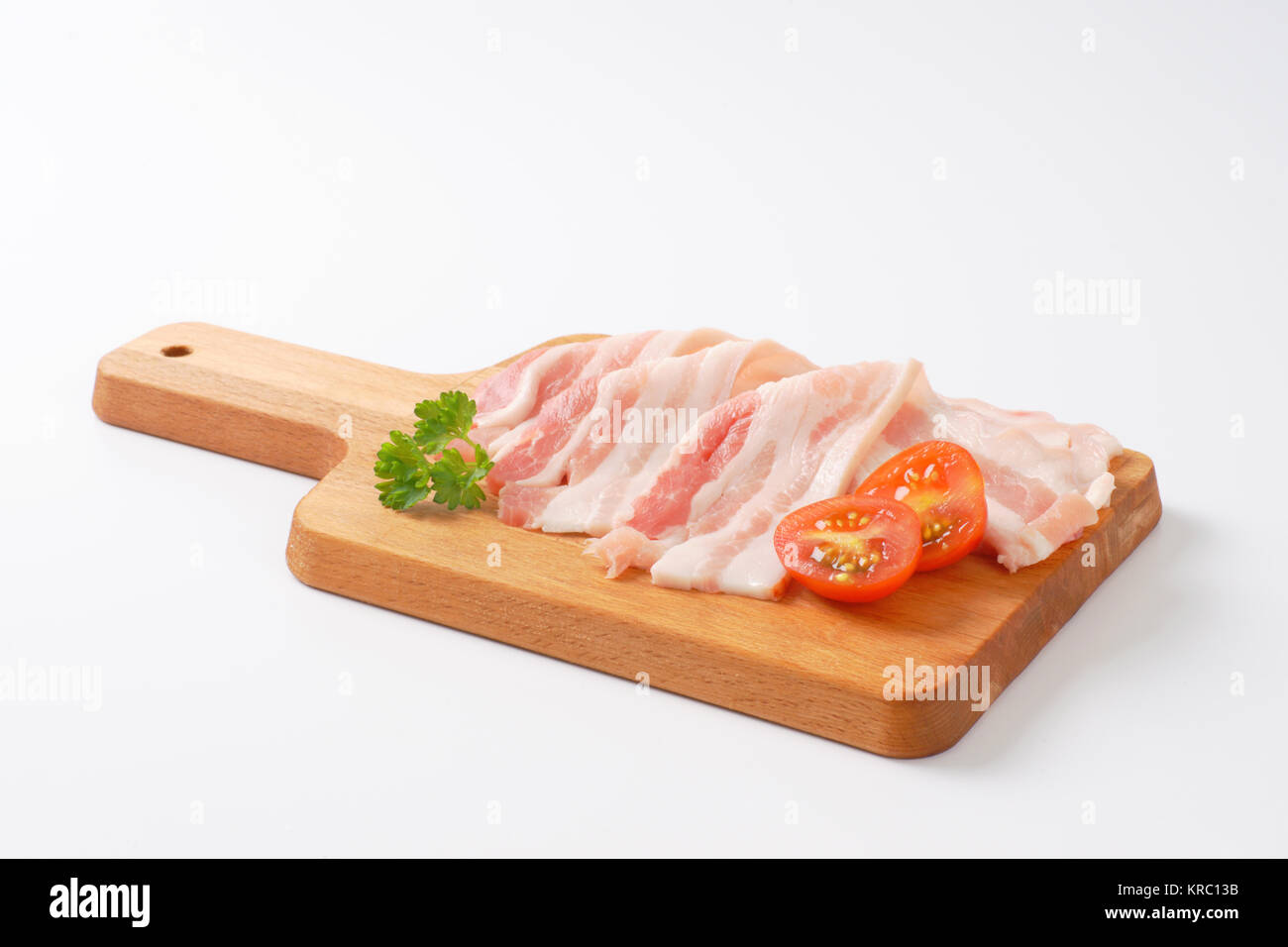Thin slices of fresh side pork Stock Photo - Alamy