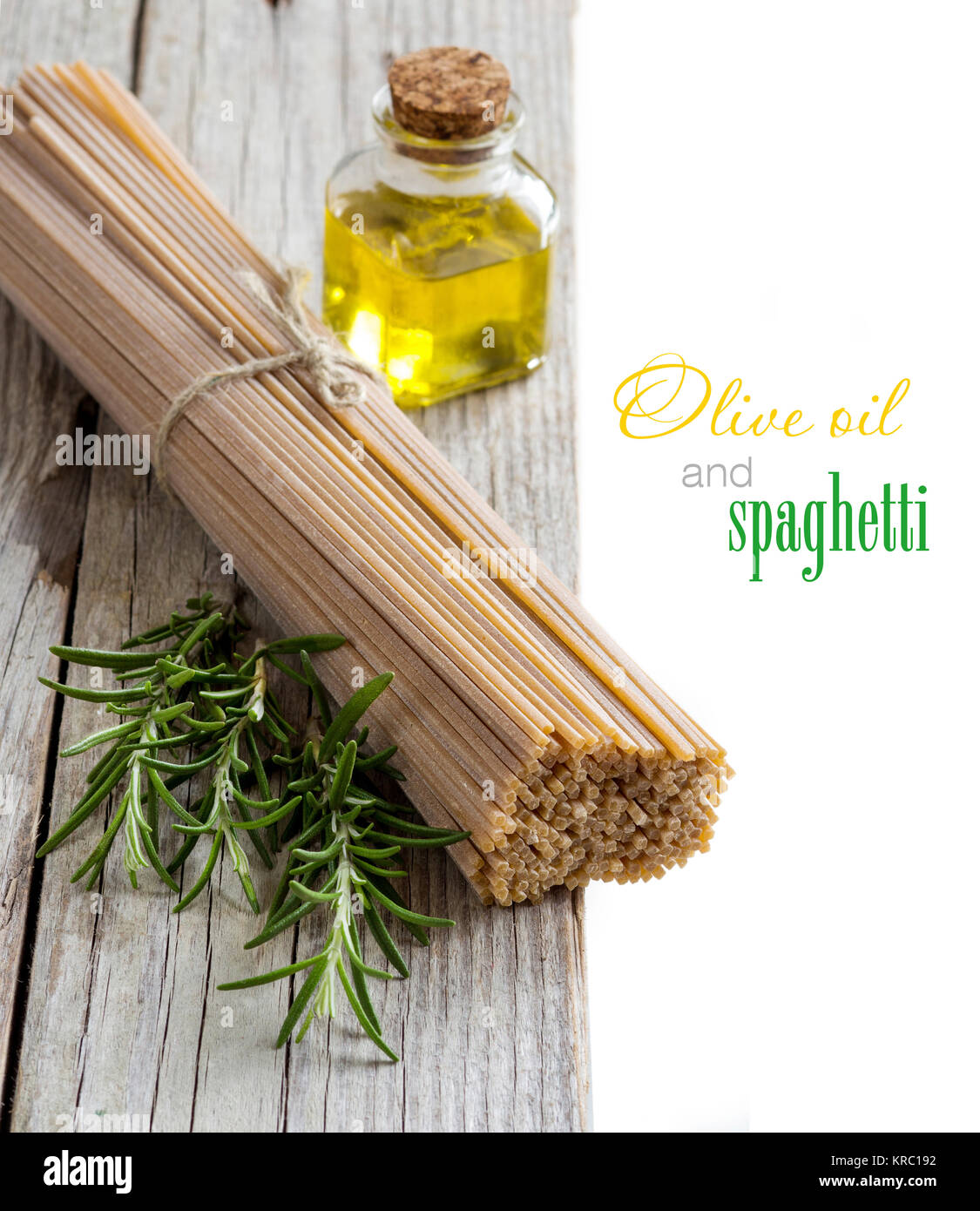 Whole wheat spaghetti, olive oil and rosemary Stock Photo - Alamy