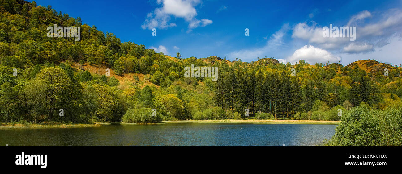 Panoramic view of Yew Tree Tarn, its a small lake in the English Lake ...