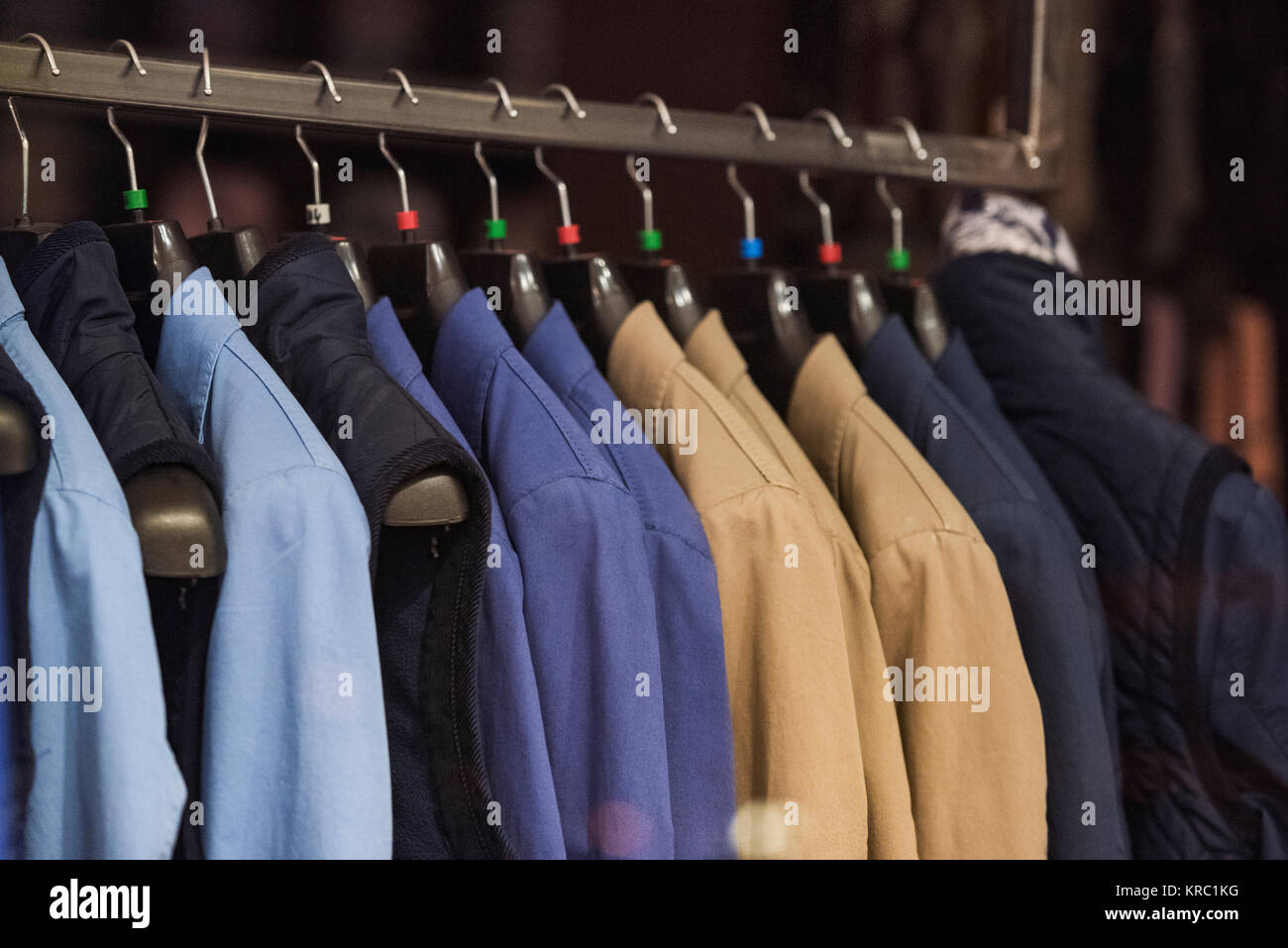 Jackets in a store in Paris Stock Photo - Alamy