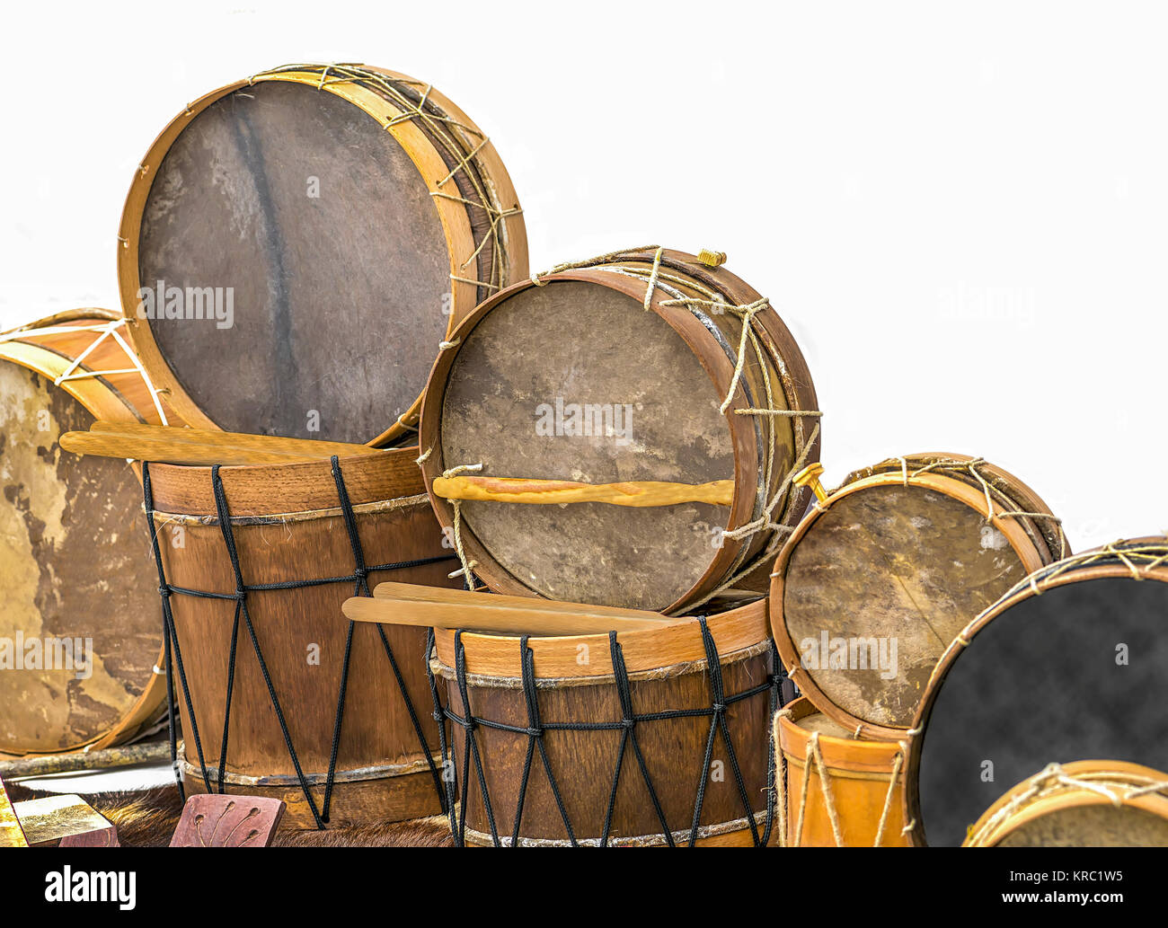 percussion instruments typical of the Canary Islands on a white ...