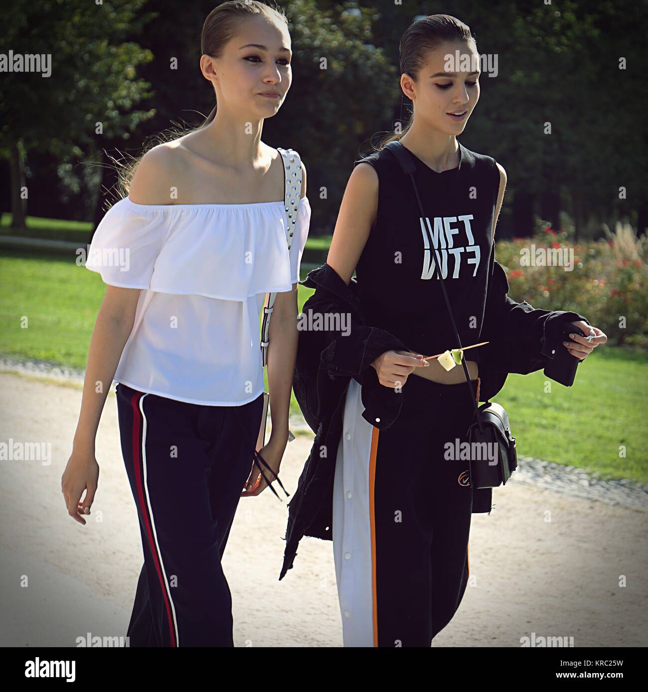 MILAN- 22 September 2017 Models on the street during the Milan Fashion ...