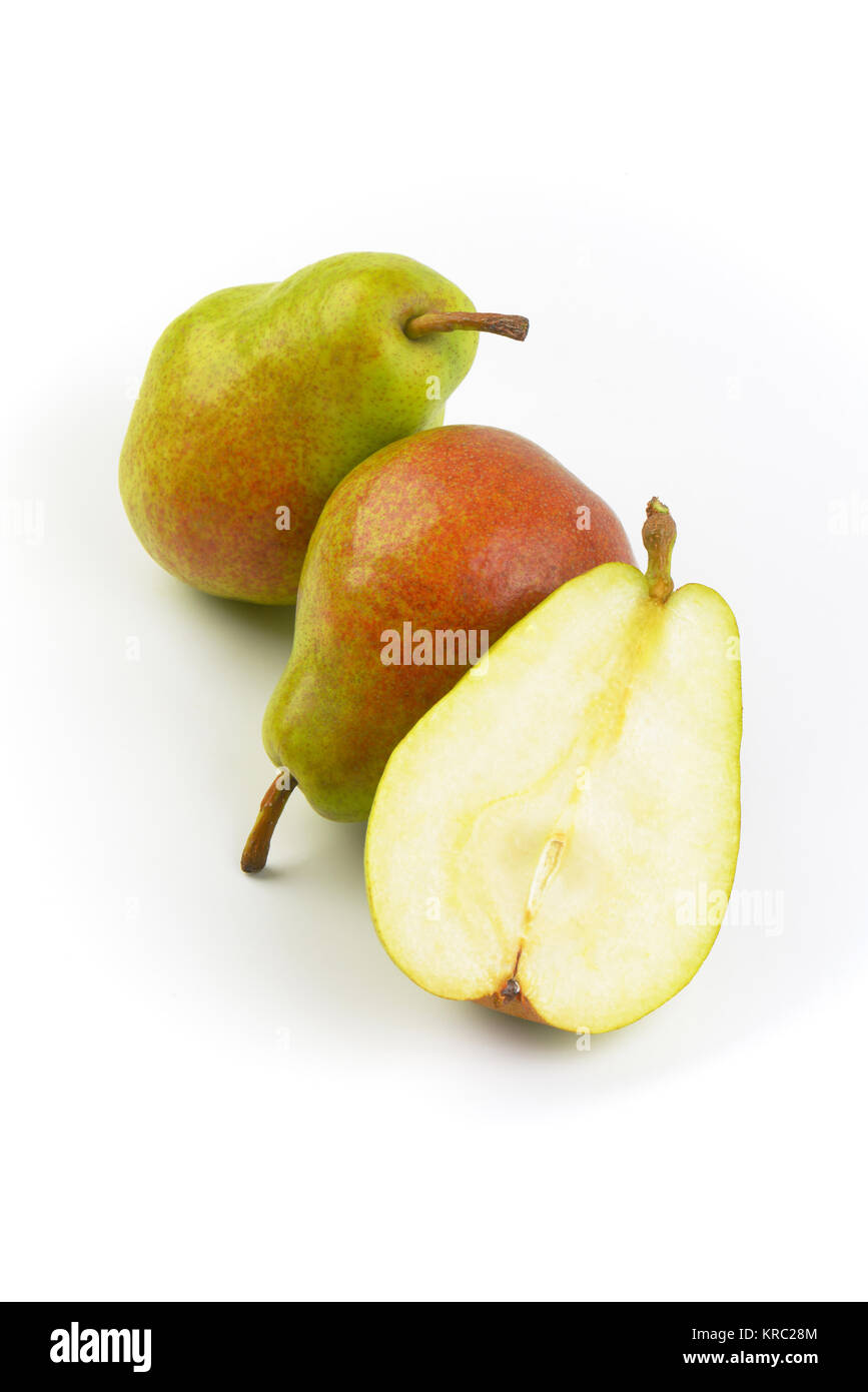 Two green sweet pears Cut Out Stock Images & Pictures - Alamy