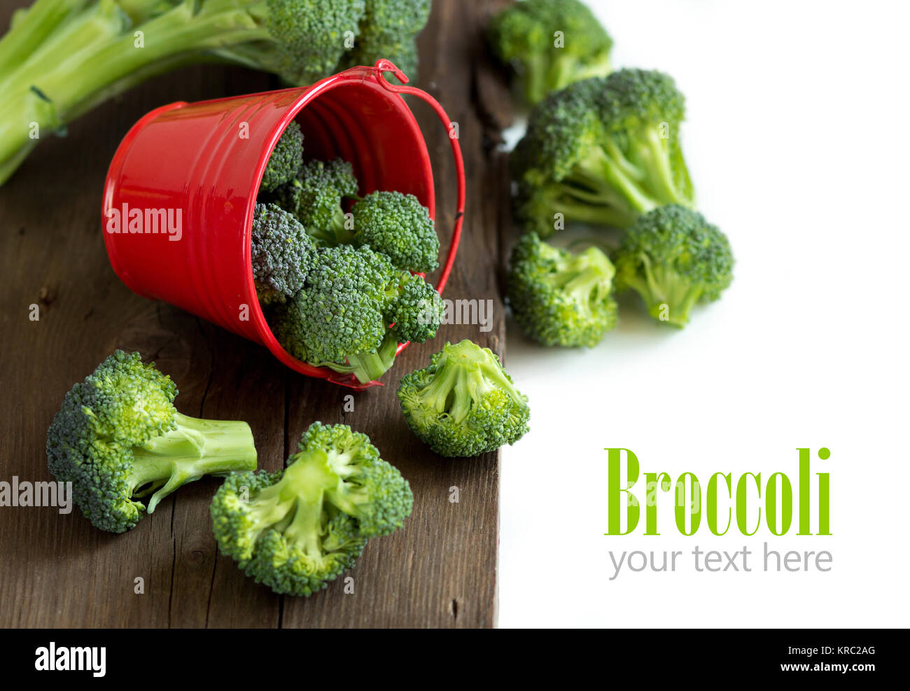 Fresh broccoli in red bucket Stock Photo - Alamy