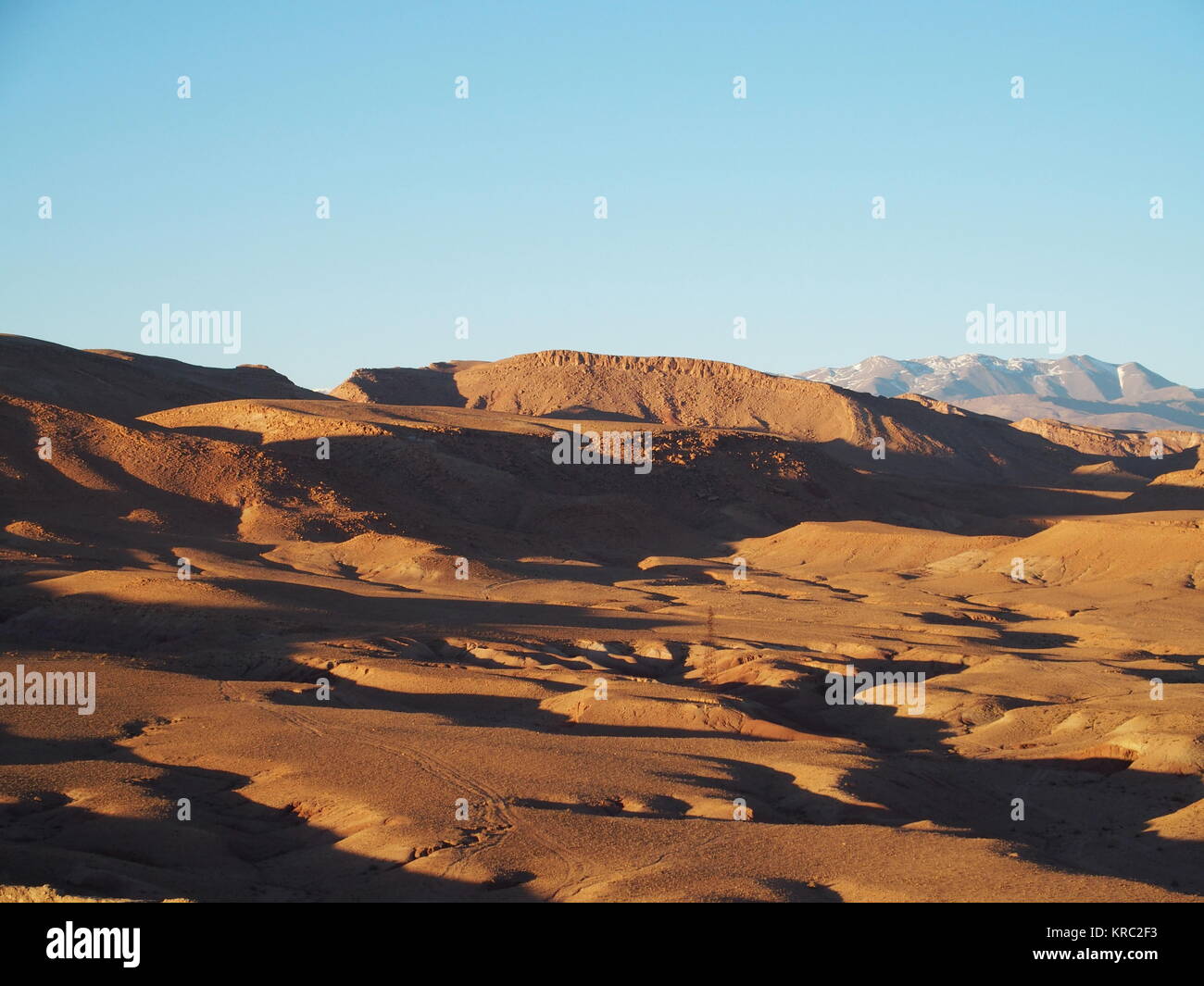 Desert and high ATLAS MOUNTAINS range landscape in central MOROCCO seen ...