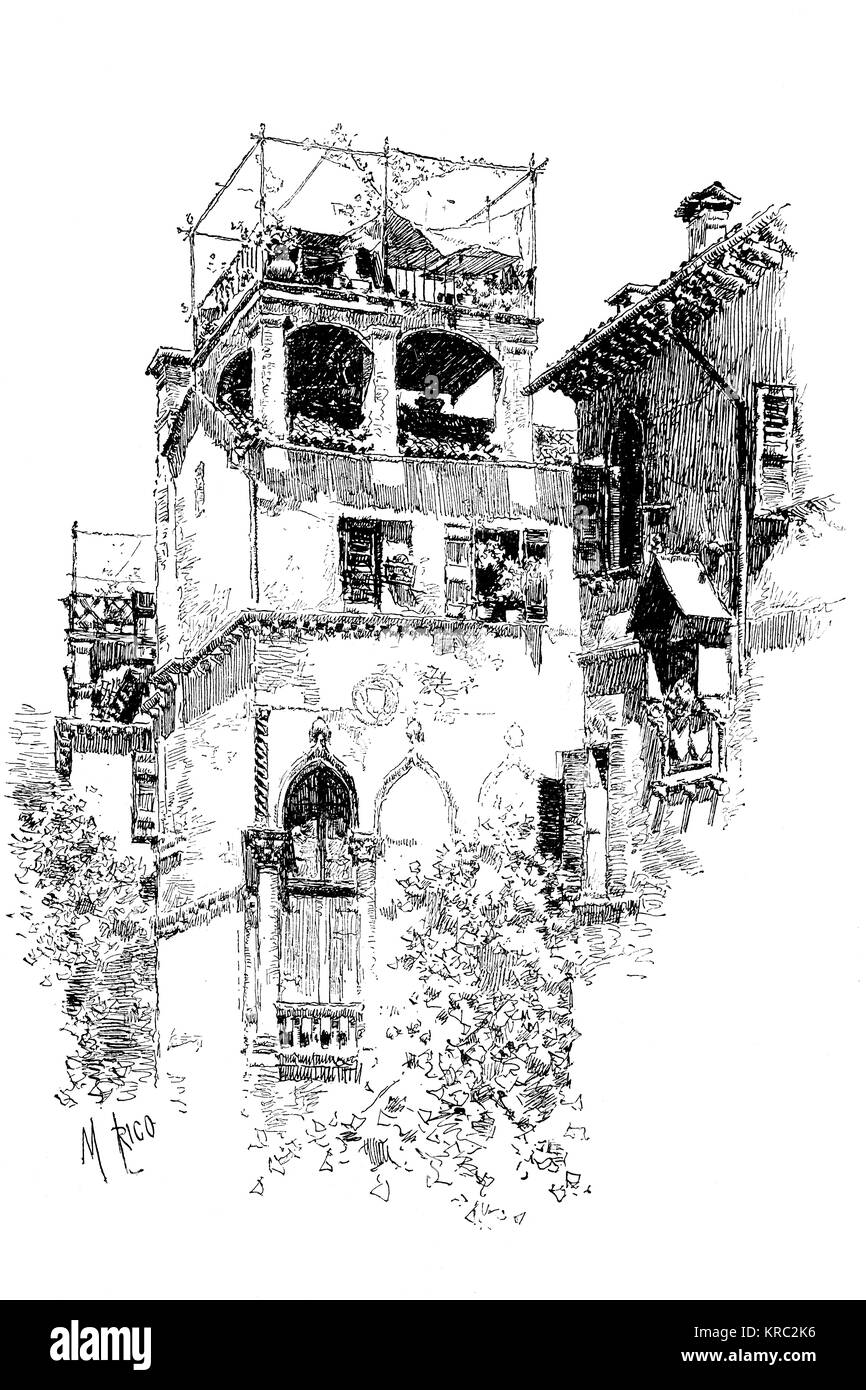 Spanish village pen drawing by Martin Rico y Ortega, from Pen Drawing ...