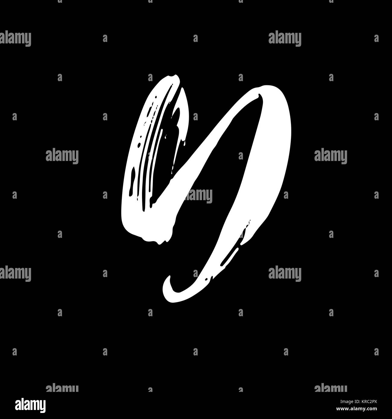 Letter D. Handwritten by dry brush. Rough strokes font. Vector ...