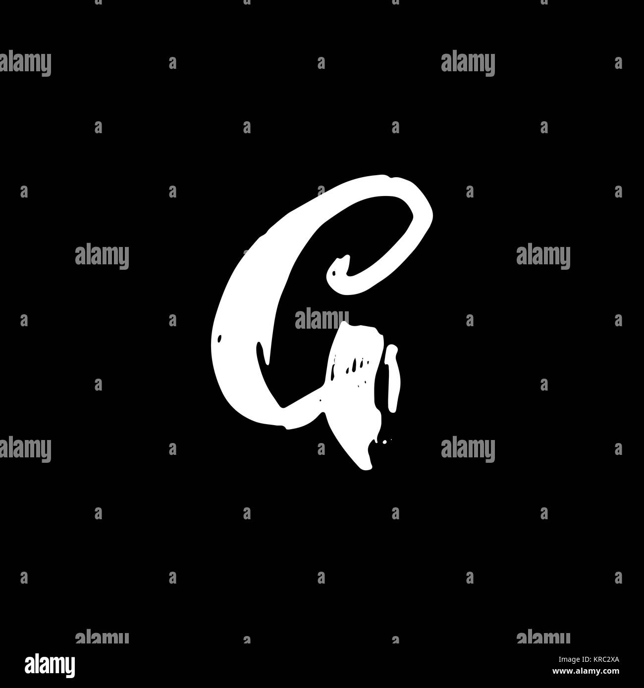Letter G. Handwritten by dry brush. Rough strokes font. Vector ...