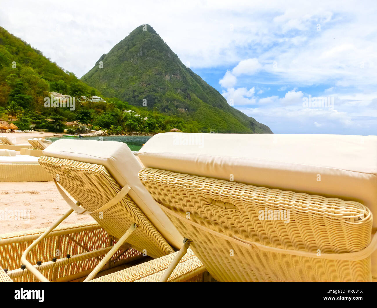 Beautiful white beach in Saint Lucia, Caribbean Islands Stock Photo - Alamy