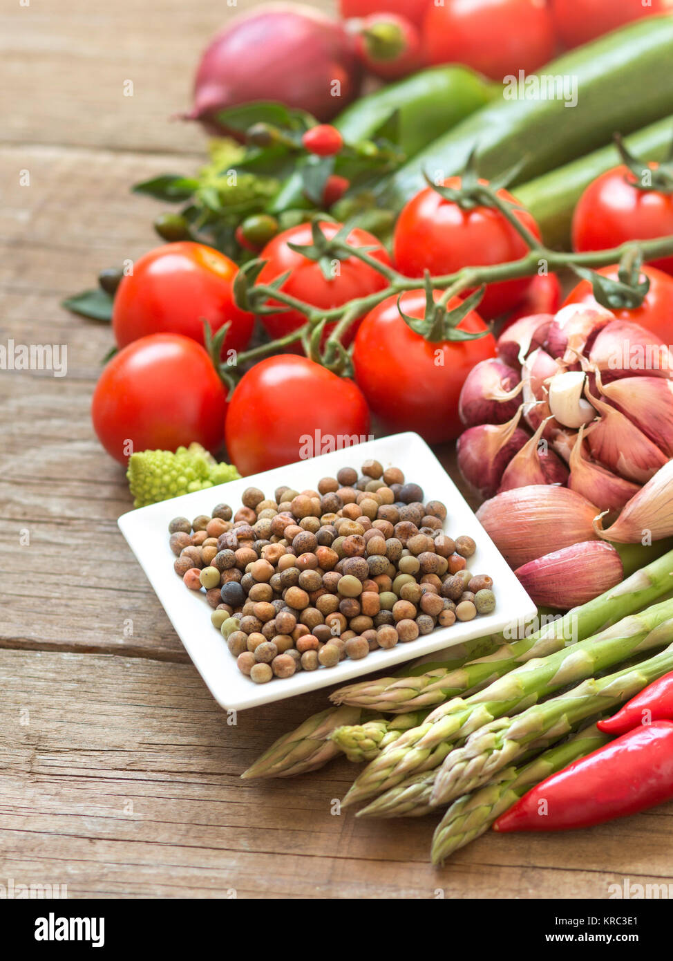 Raw organic roveja beans and vegetables Stock Photo - Alamy