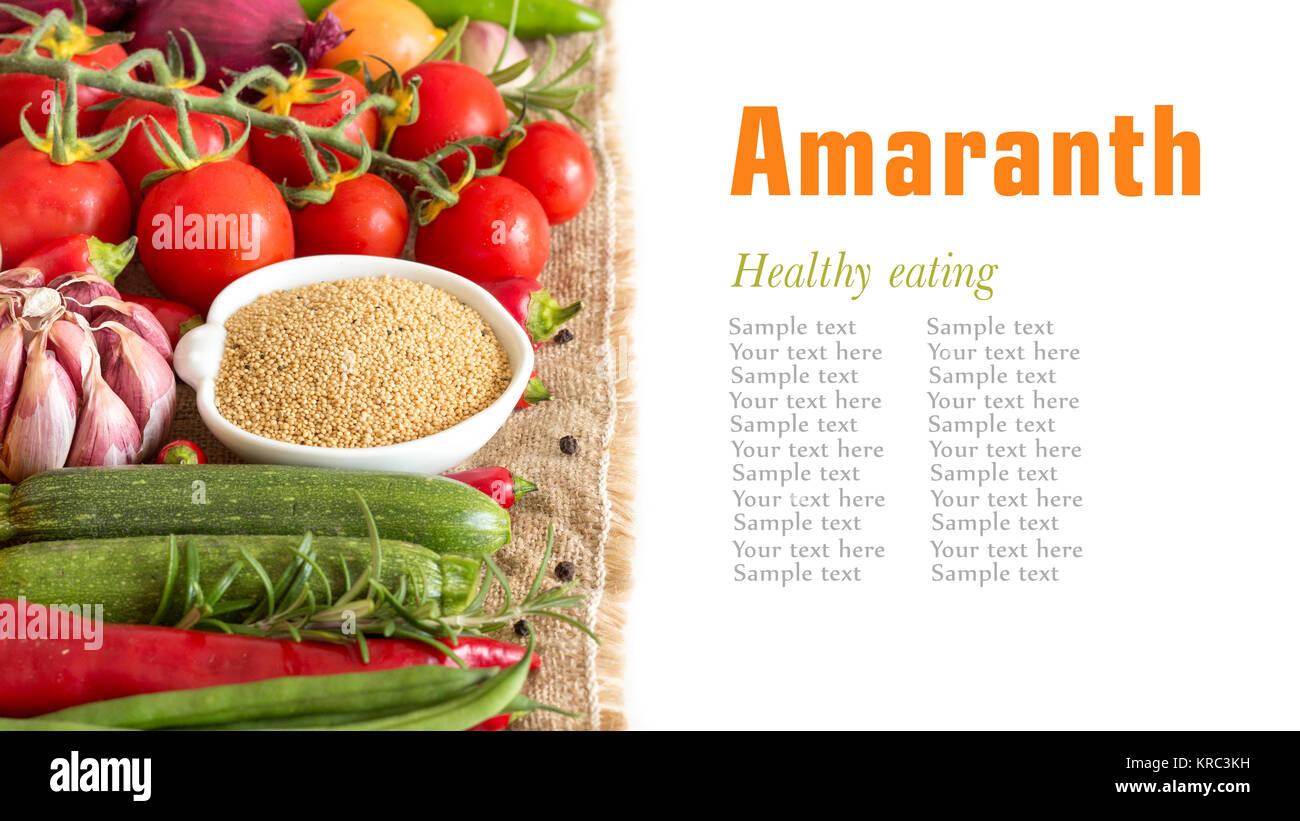 Raw organic amaranth and vegetables Stock Photo - Alamy