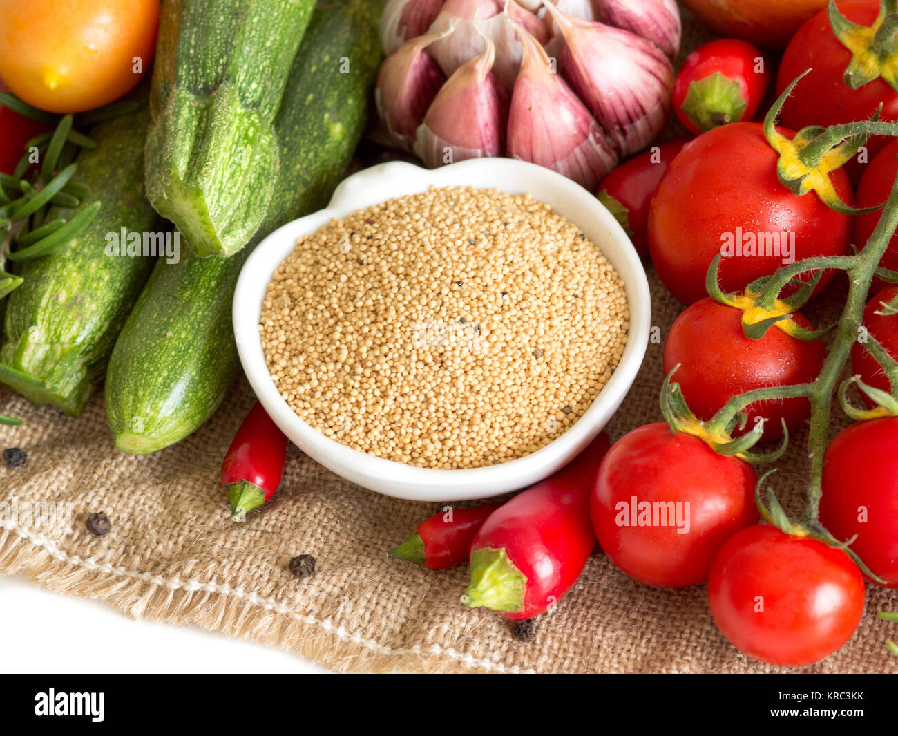 Raw organic amaranth and vegetables Stock Photo - Alamy