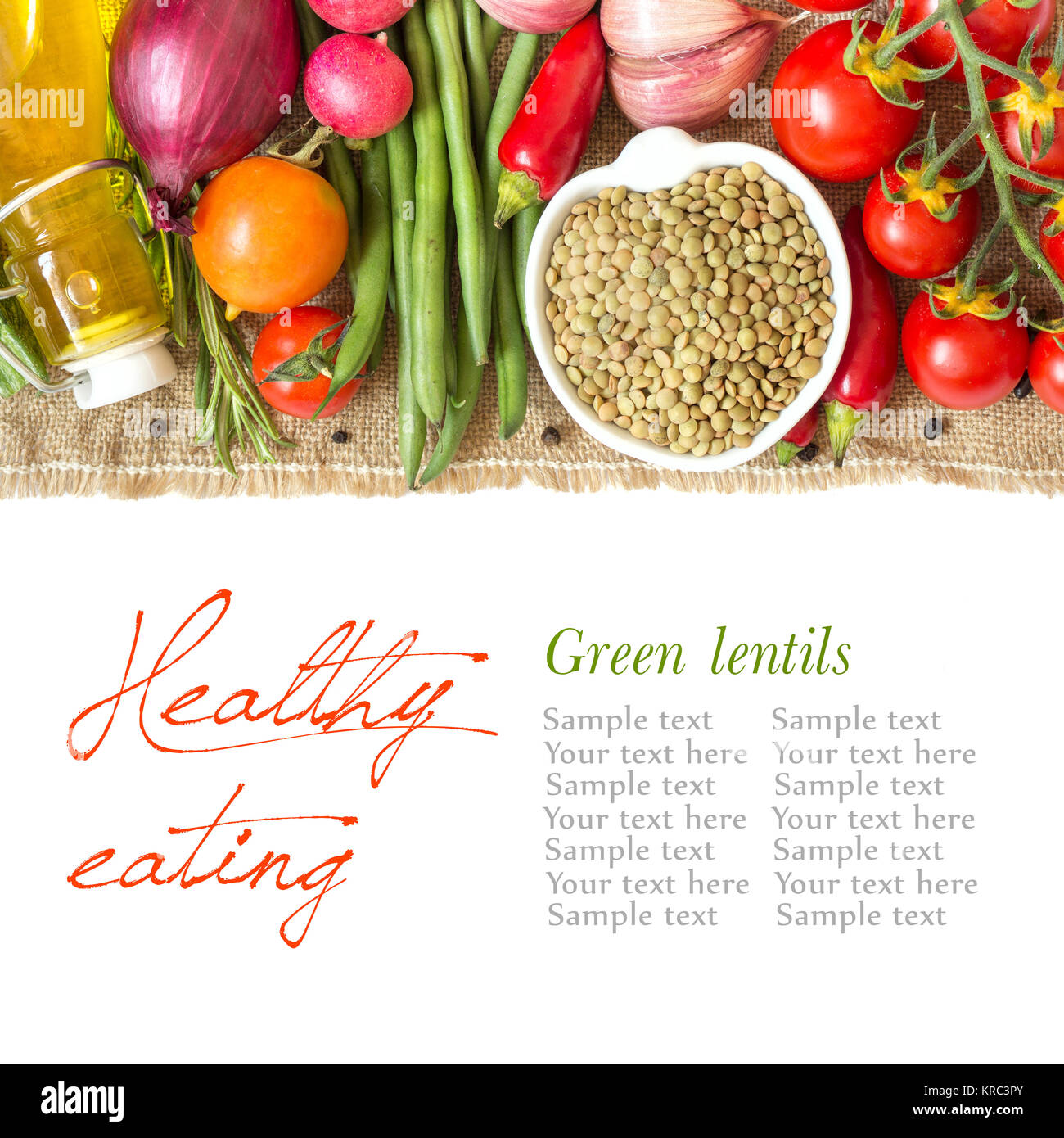 Green lentils and vegetables Stock Photo - Alamy