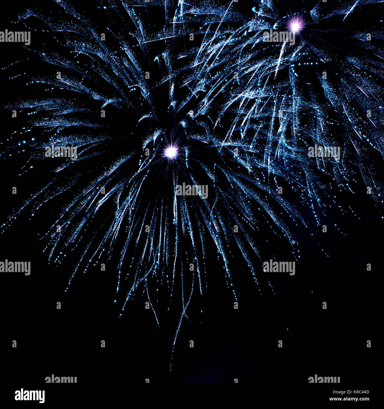 Blue Fireworks White Background
