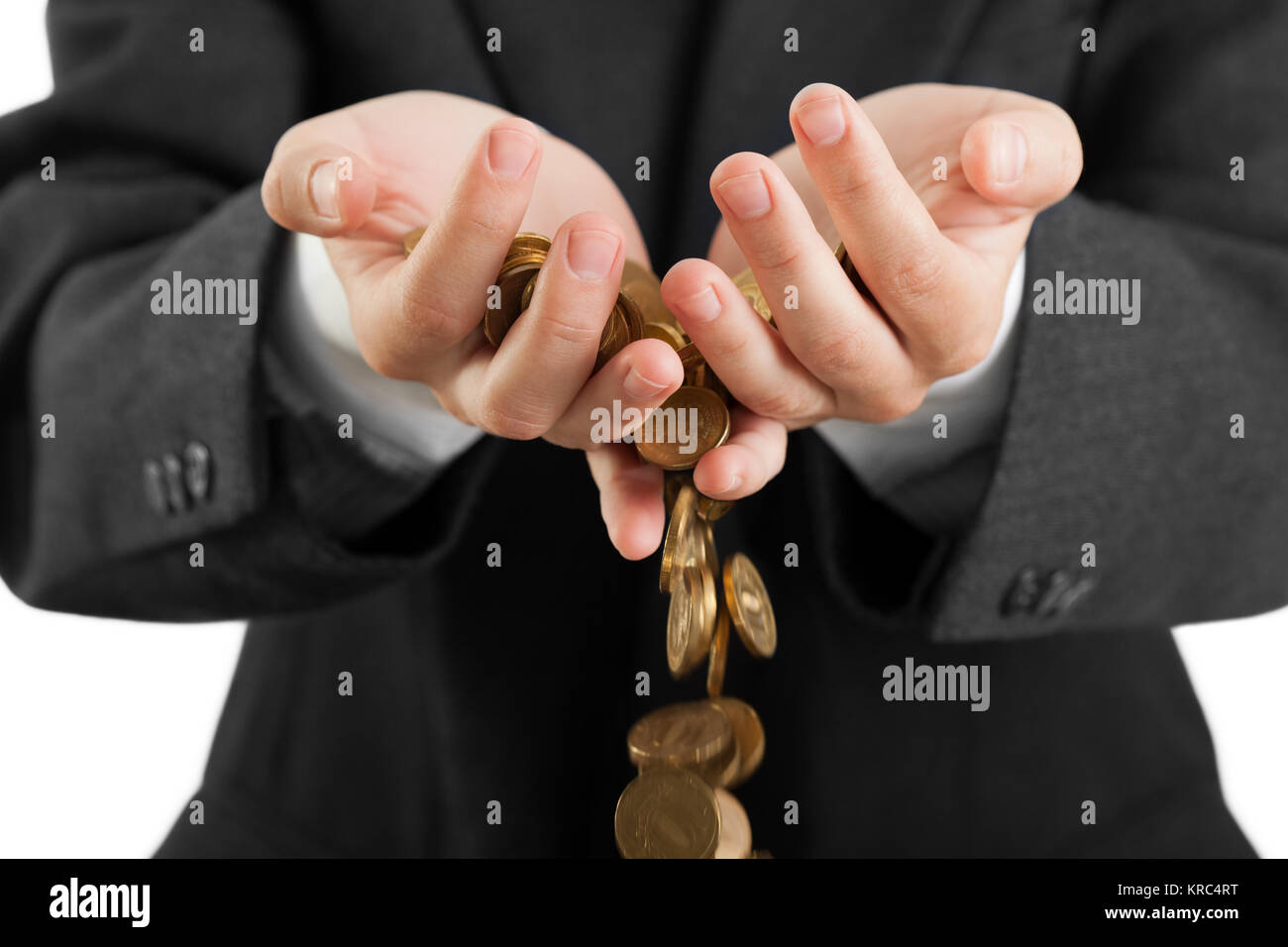 Business men hands holding finance currency coins Stock Photo - Alamy