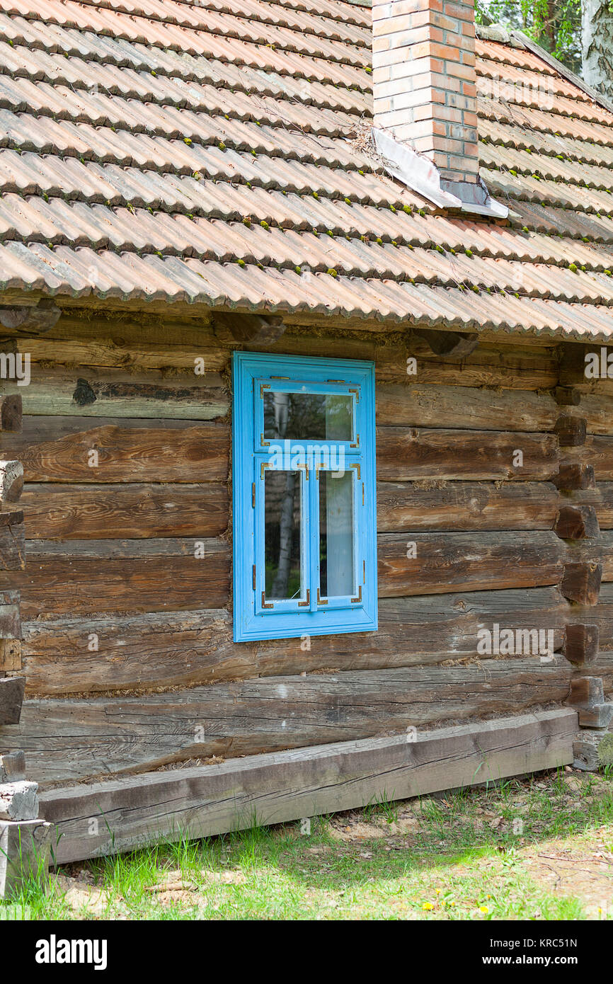 old traditional wooden polish cottage in open-air museum, Ethnographic ...