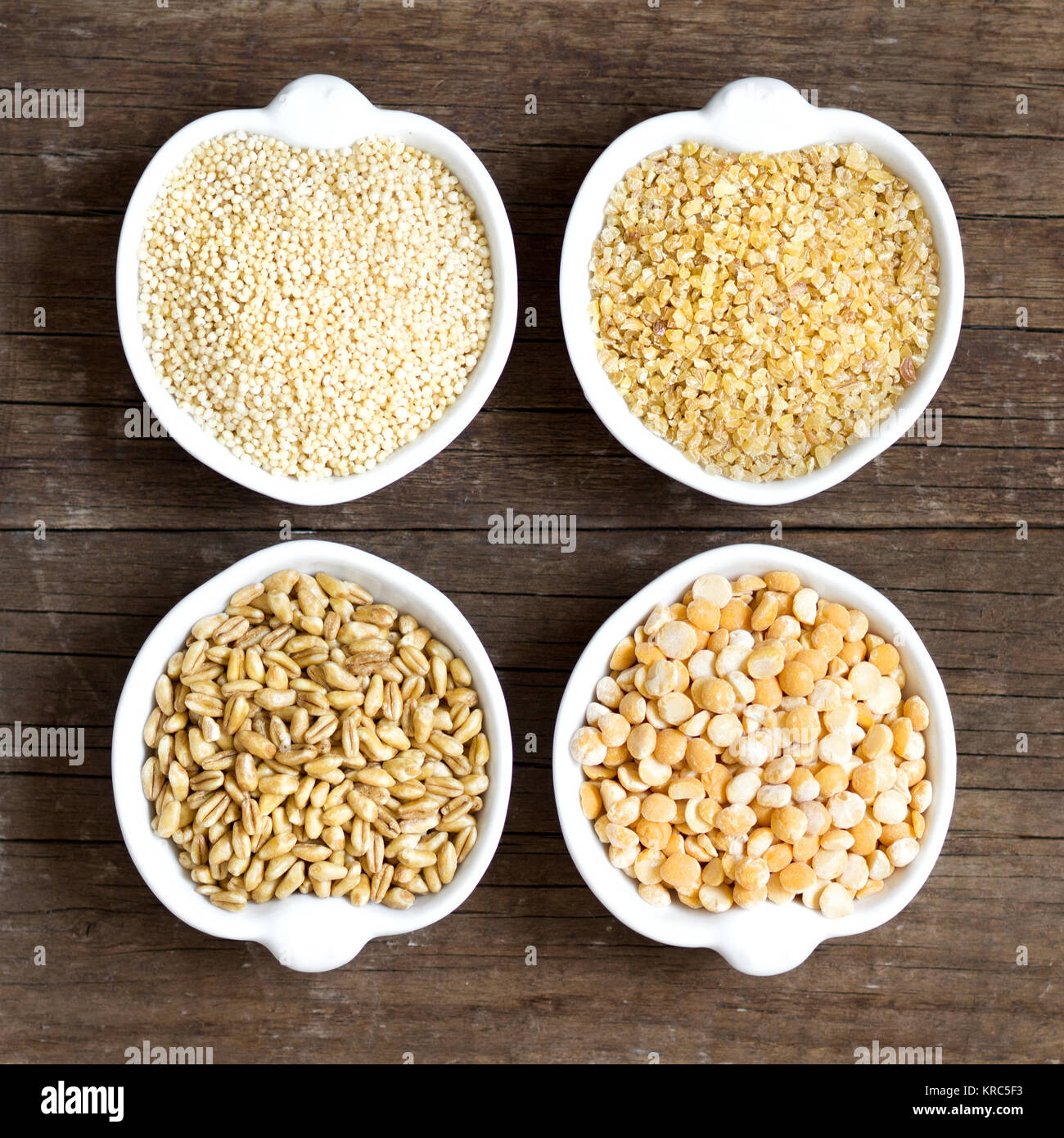 Millet, spelt, bulgur and yellow peas Stock Photo - Alamy