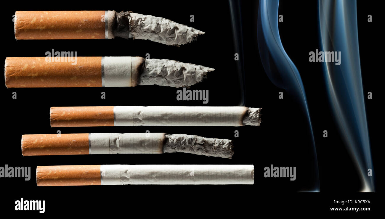 Addiction issue - smoking cigarette black isolated Stock Photo - Alamy