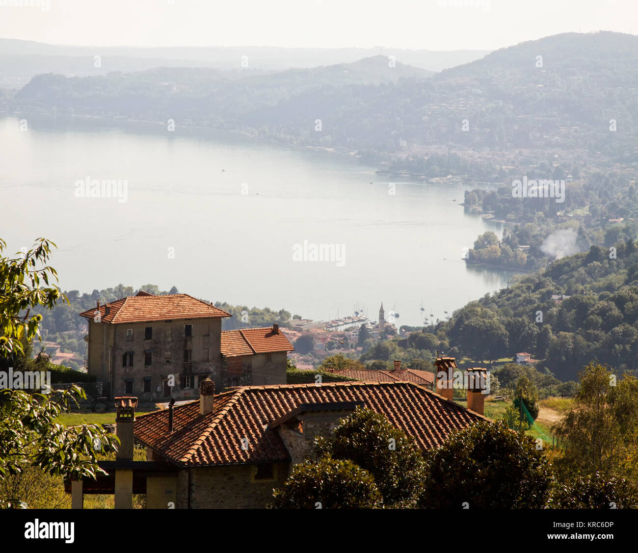 Lake view with fog Stock Photo - Alamy