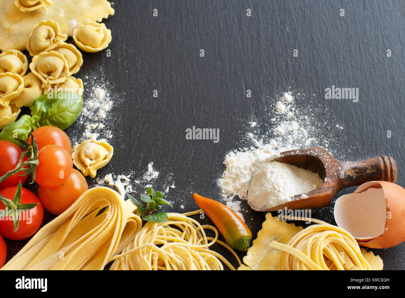 Fresh pasta and ingredients Stock Photo - Alamy
