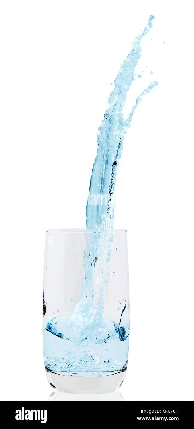 Water splashing into glass isolated on white background Stock Photo - Alamy