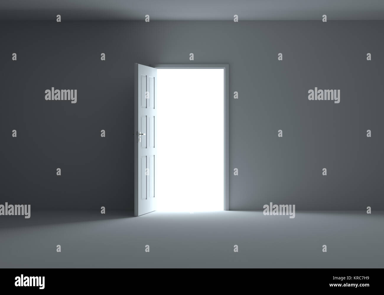 An open door with light streaming into dark room Stock Photo - Alamy