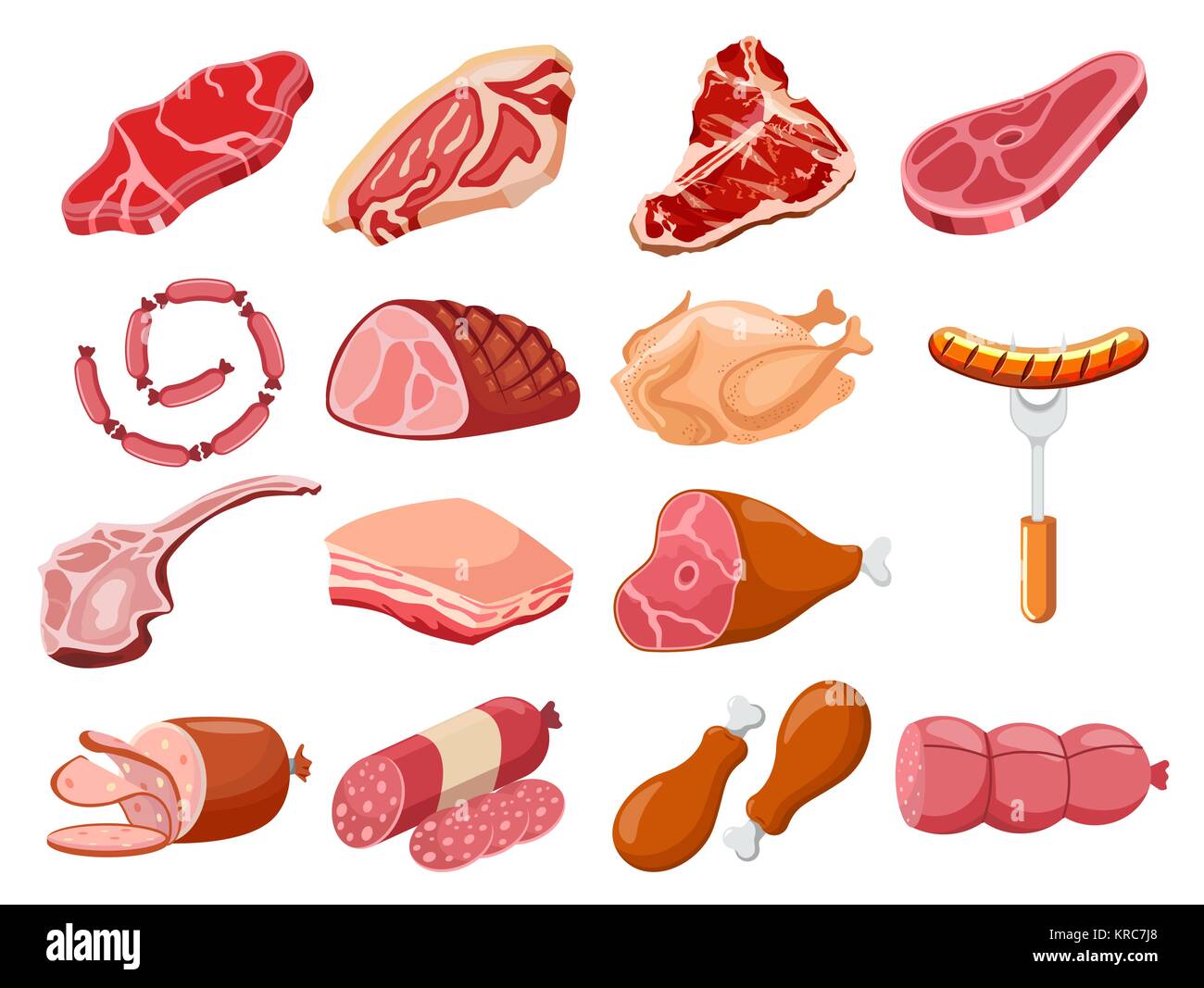Meat set vector. Fresh meat icons set Stock Vector Image & Art - Alamy