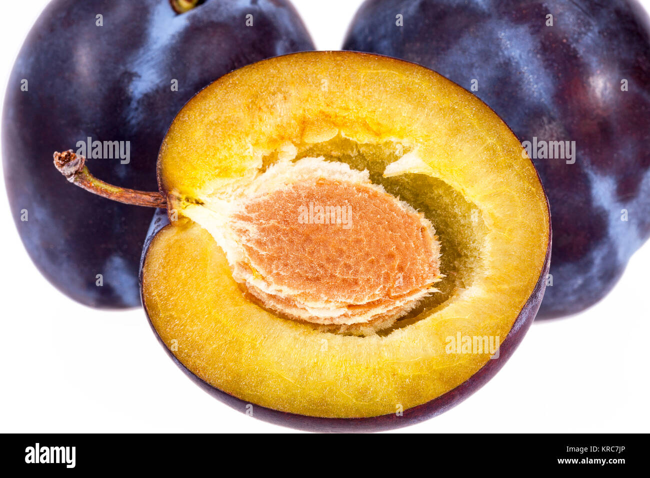 Some fruits of plum on white background, close up Stock Photo - Alamy