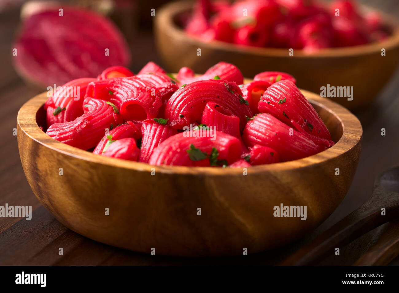 Pasta with Beetroot Stock Photo - Alamy