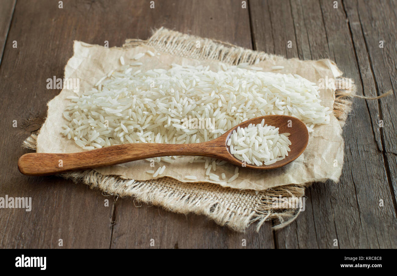 Basmati rice with a spoon Stock Photo - Alamy