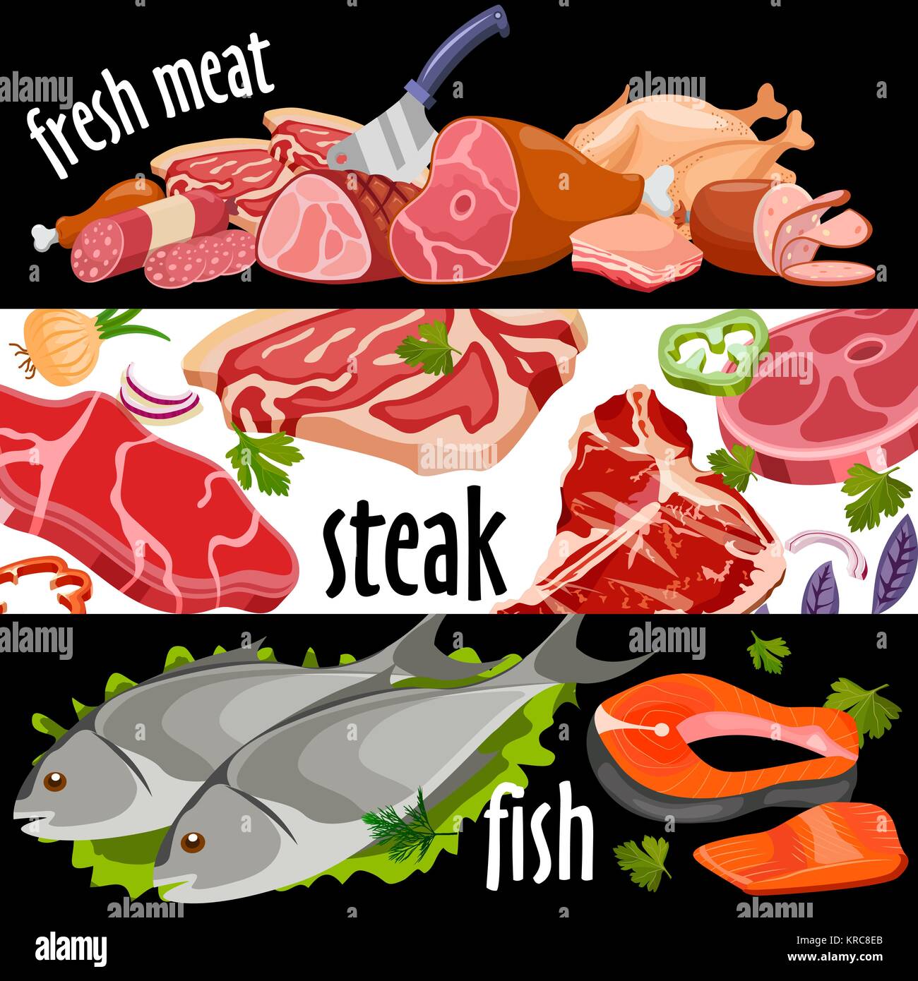 Meat banner set vector. Fresh meat set Stock Vector Image & Art - Alamy