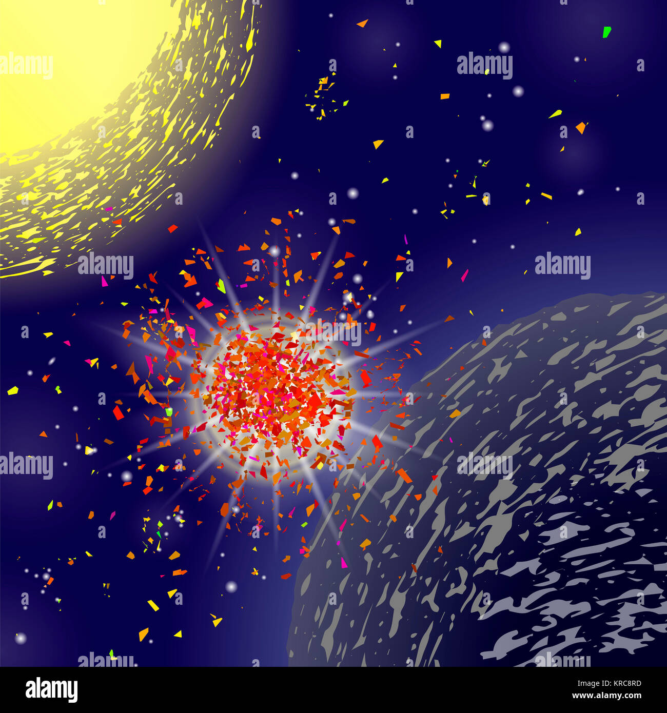 Big Red Explosion on Blue Space Background Stock Photo - Alamy