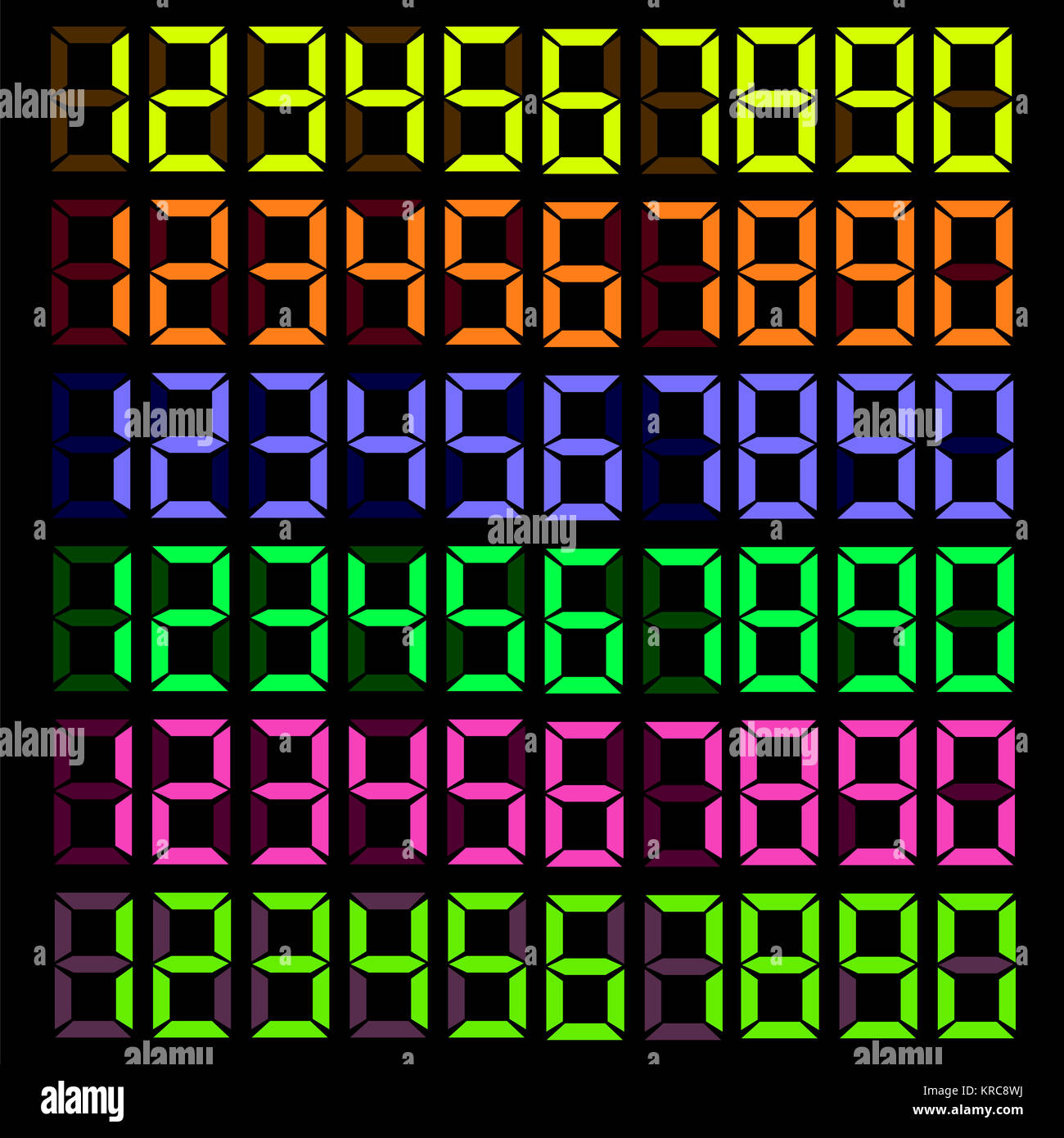 Set of Colorful Digital Numbers Stock Photo - Alamy