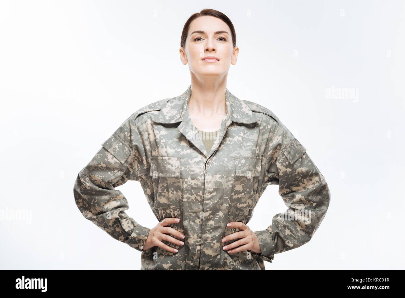 Arrogant earnest woman defending her nation Stock Photo - Alamy