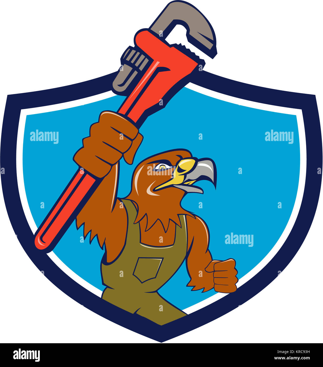 Hawk Mechanic Pipe Wrench Crest Cartoon Stock Photo - Alamy