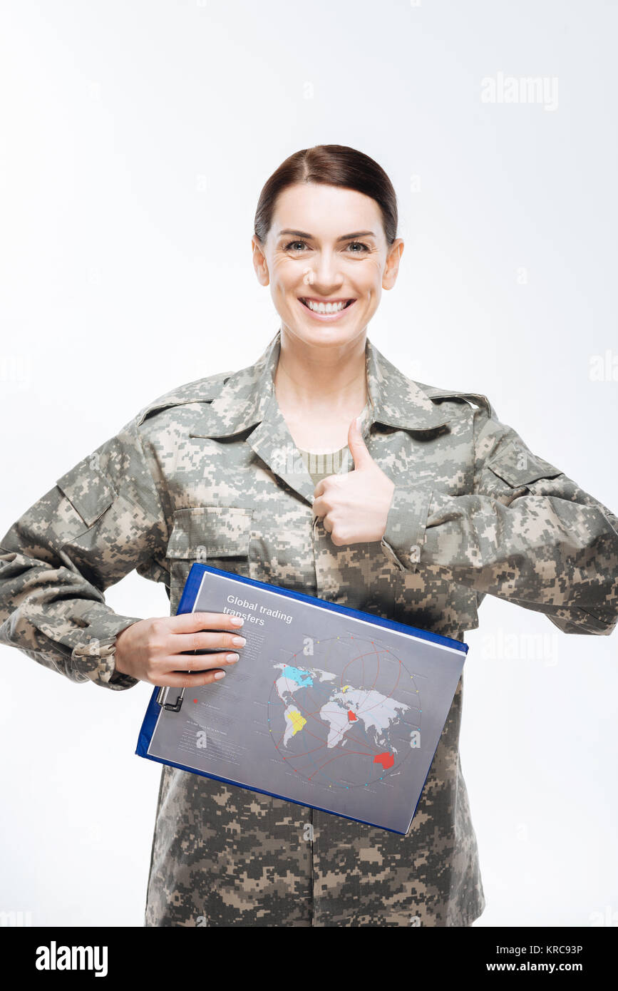 Enthusiastic positive woman fighting for nation Stock Photo - Alamy